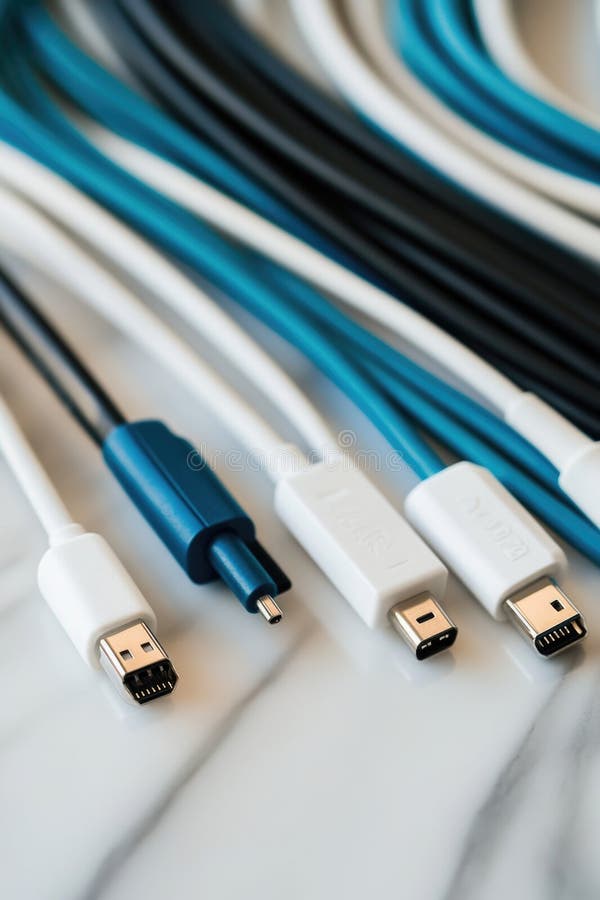 A Collection of Computer and Electronics Cables Laid Out on a Surface ...