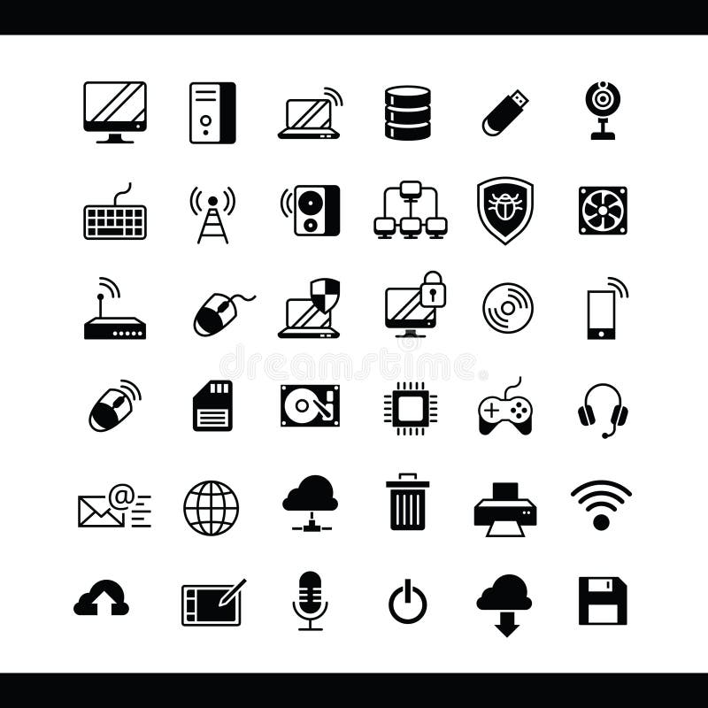 Collection of Computer Icons. Vector Illustration Decorative Design ...