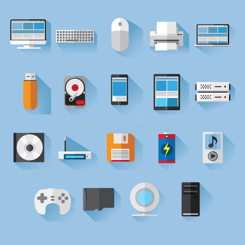 Collection of Computer Icons. Vector Illustration Decorative Design ...