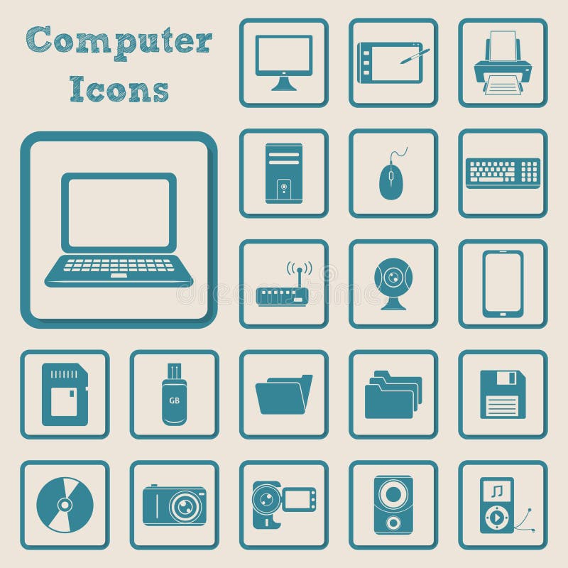 Collection of Computer Icons. Vector Illustration Decorative Design ...
