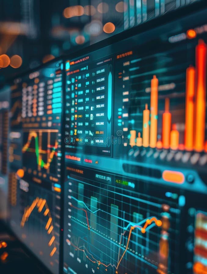 Computer Screens with Graphs Stock Photo - Image of diagrams, display ...