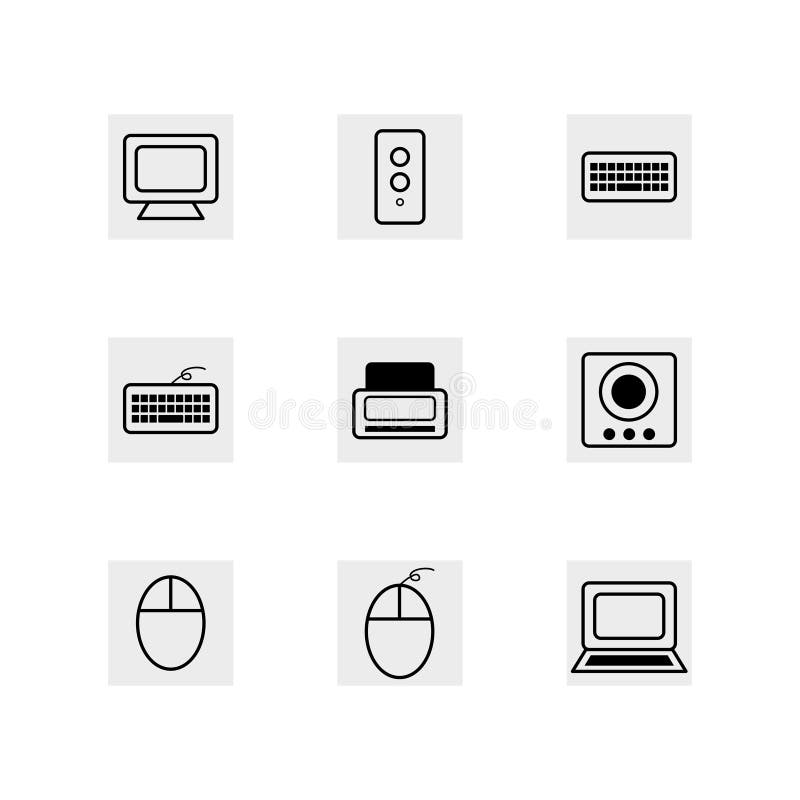 A Collection of Computer-themed Line Icons Stock Illustration ...