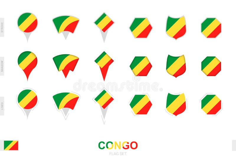 Collection of the Congo Flag in Different Shapes and with Three ...