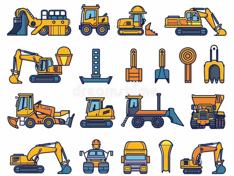 Collection of Construction Vehicles in Various Sizes and Shapes Stock ...