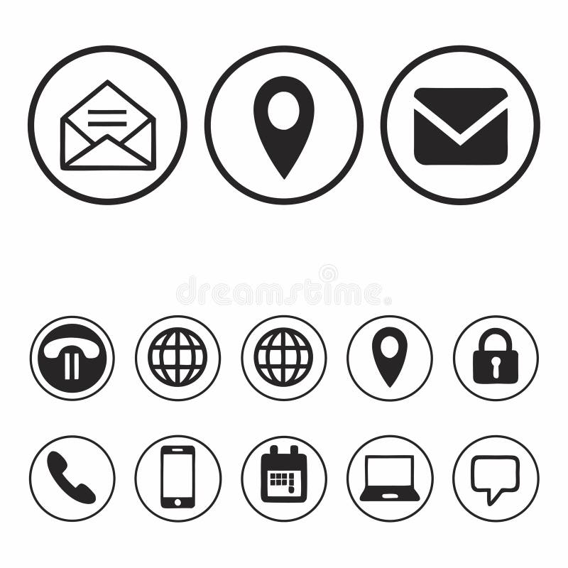 Collection of Contact Us Icons for Website and App Design Stock Vector ...