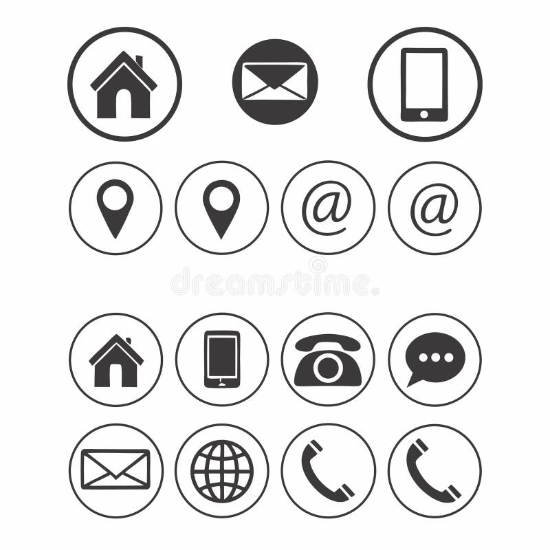 Collection of Contact Us Icons for Website and App Design Stock Vector ...