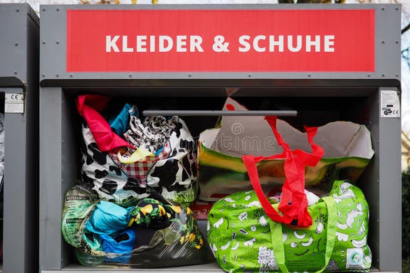 Collection Container with Used Clothing Editorial Photography - Image ...