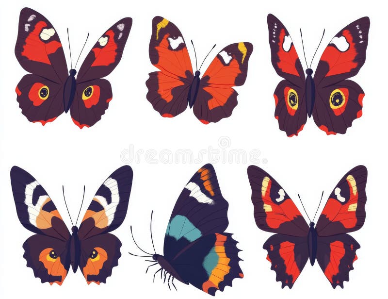 A Collection of Contemporary Vibrant Butterflies. a Set of Butterflies ...