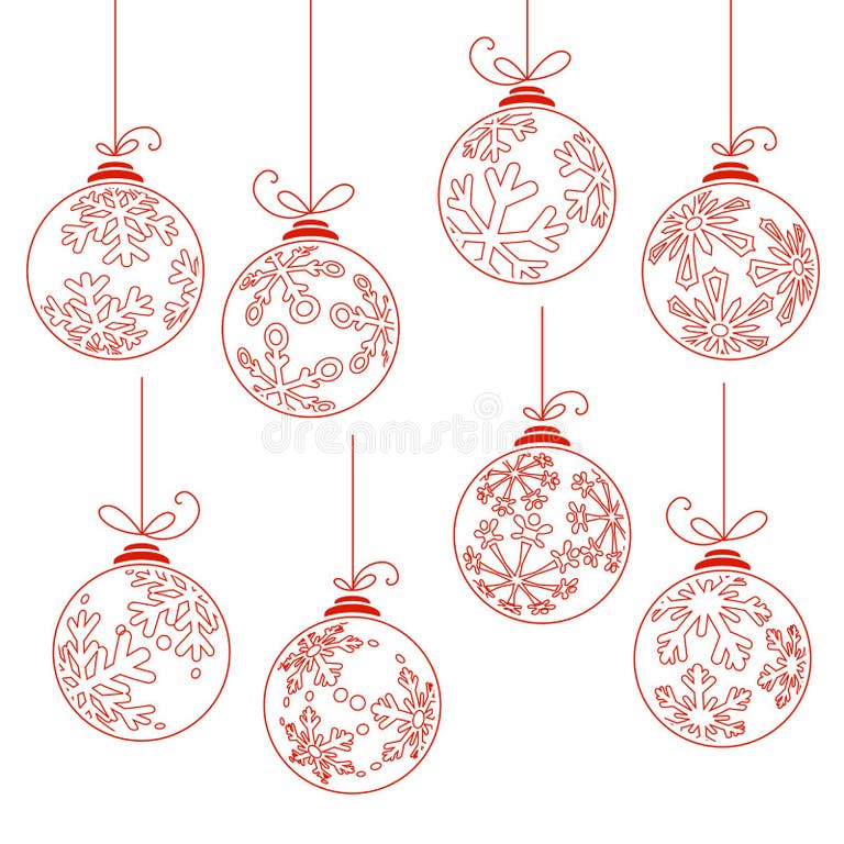 Collection of Contour Christmas Balls Stock Vector - Illustration of ...
