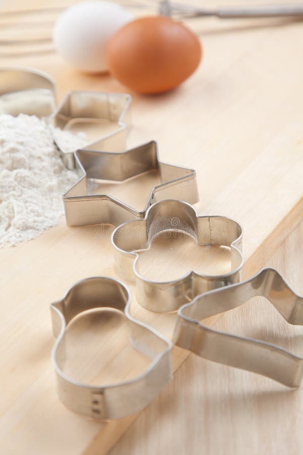 Collection of Cookie Cutter Forms with Flour Stock Photo - Image of ...