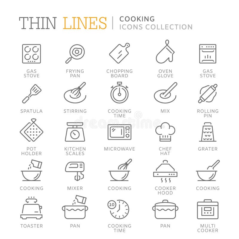 Collection of Cooking Thin Line Icons. Vector Eps 8 Stock Vector ...