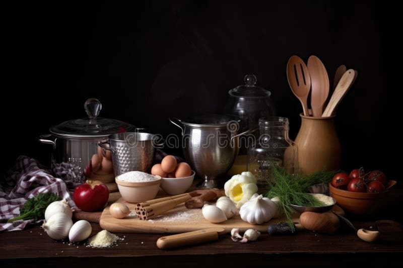 Collection of Cooking Utensils and Ingredients, Ready for a Delicious ...