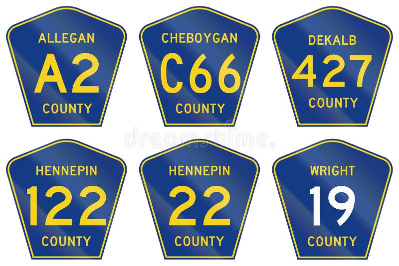 Collection of County-designated Highway Shields Stock Illustration ...