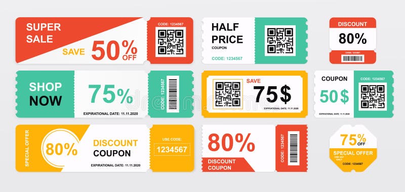Collection of Coupons Offering Price Reductions Stock Vector ...