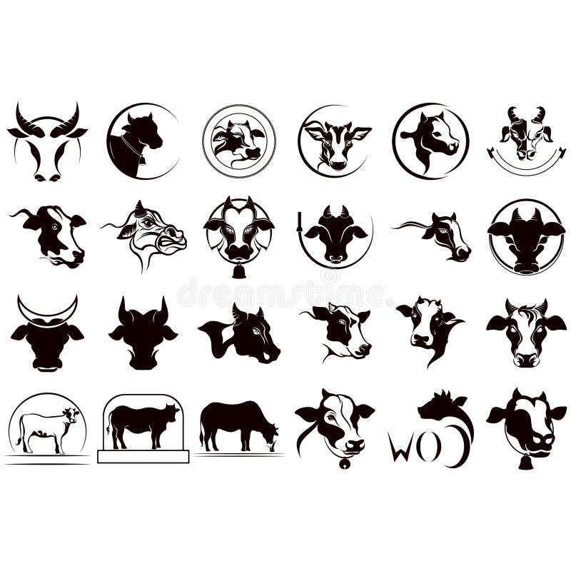 Collection of cow logos stock vector. Illustration of drawing - 305048358