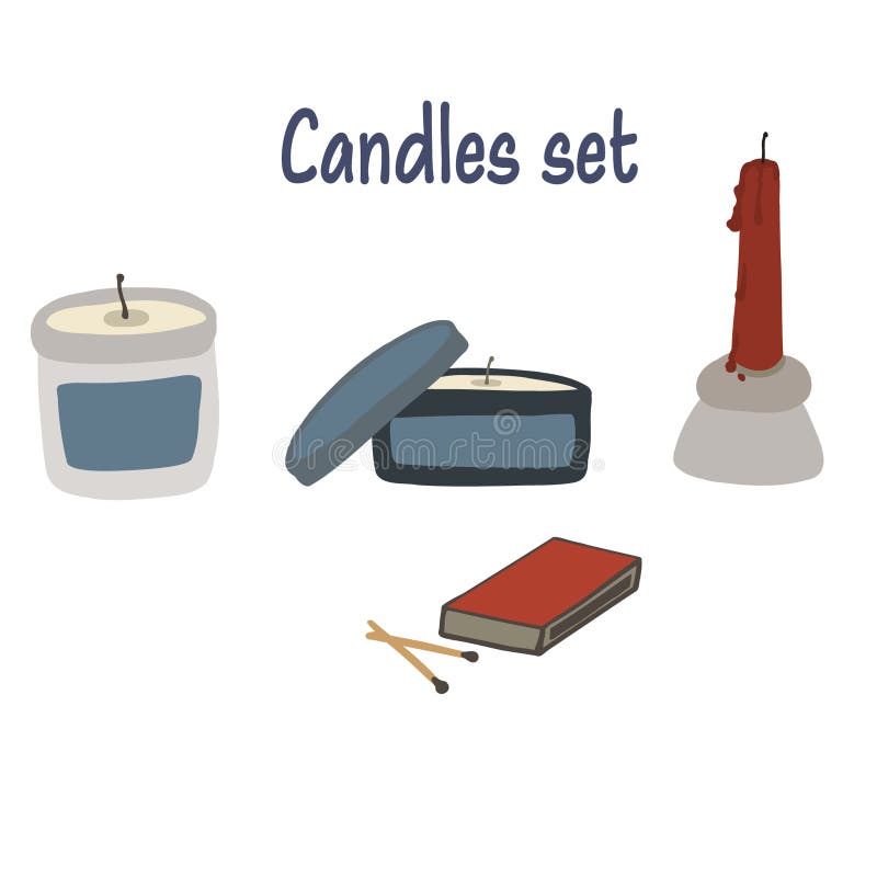 Collection of Cozy Candles Red and Blue Stock Vector - Illustration of ...