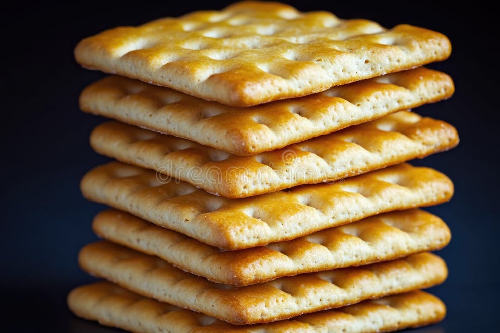 A Collection of Crackers Stacked Vertically Stock Photo - Image of food ...