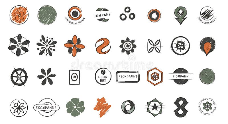 Collection of Creative Doodle Logo Designs with Varied Shapes and ...