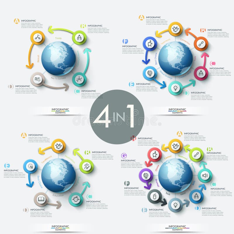 Collection of 4 Creative Infographic Design Layouts Stock Vector ...