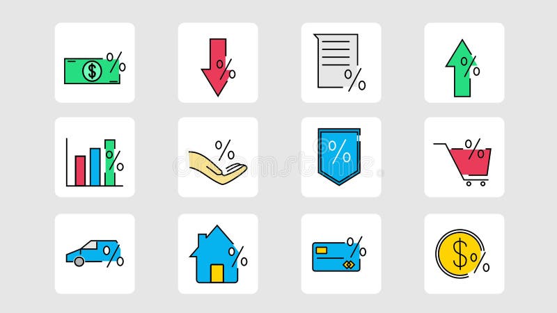 Collection of Credit and Loan Icons. Stock Vector - Illustration of ...