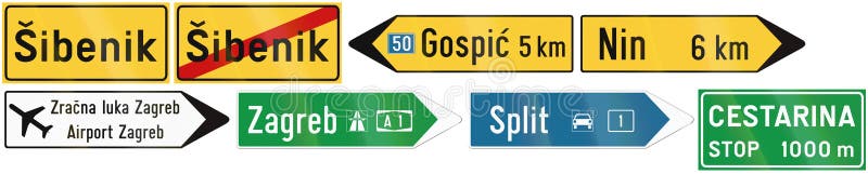 Collection of Croatian Road Signs Stock Illustration - Illustration of ...