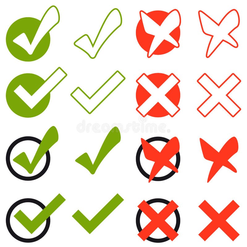 Collection of Cross and Hook - Green and Red Stock Vector ...