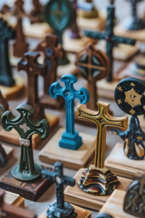 A Collection of Crosses Displayed on a Table. Suitable for Religious ...