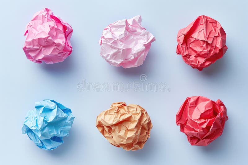 A Collection of Crumpled Paper Balls on a White Surface Stock Photo ...