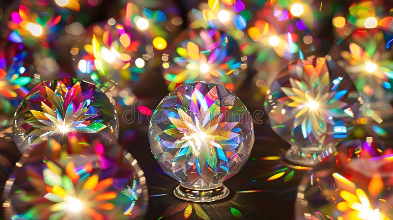 A Collection of Crystal Orbs Reflecting Vibrant Colors and Patterns ...