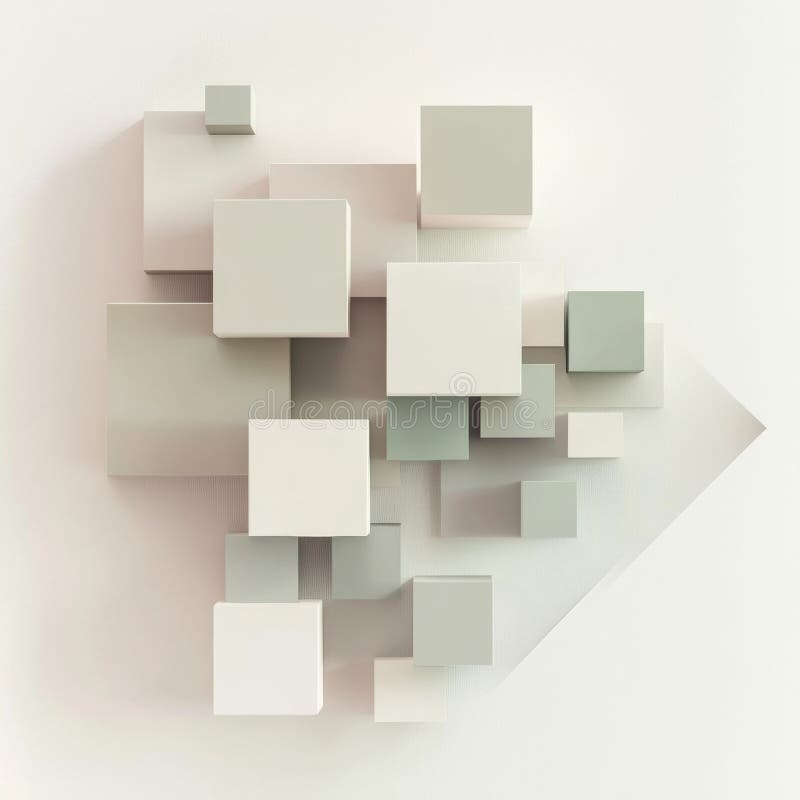 A Collection of Cubes in Different Sizes and Shades, Interconnected by ...