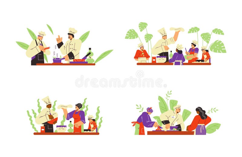 Collection of Culinary School and Cooking Workshop Banners, Flat Vector ...