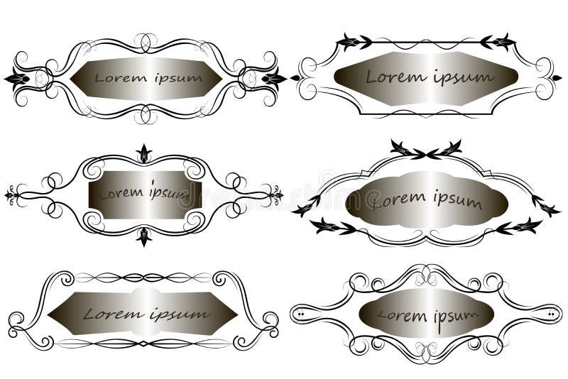 Collection of Curly Frames with Text. Stock Vector - Illustration of ...