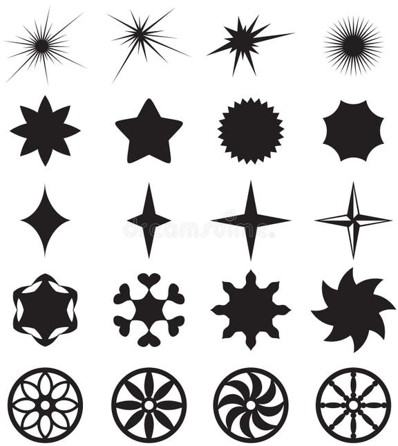 Collection curly stars stock vector. Illustration of circle - 25514619