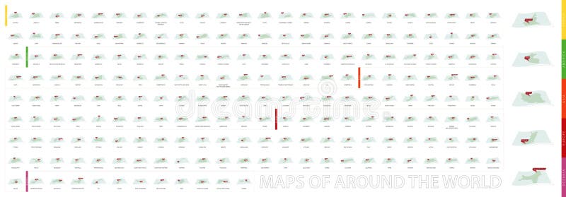 Collection of Curved Paper Map of the World with Capital Stock Vector ...