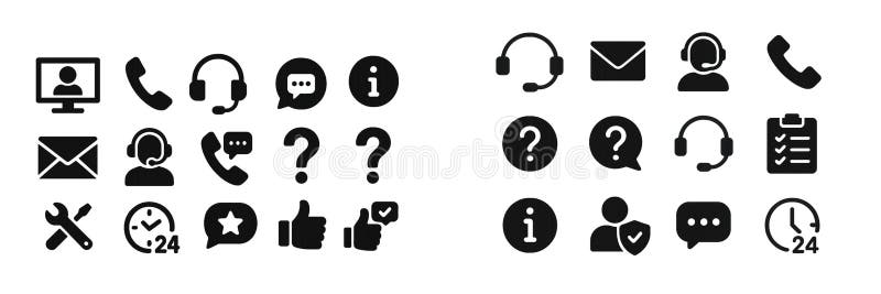 Collection of Customer Support Service Icons Depicting Various ...