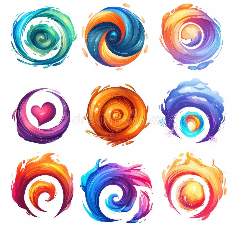 Collection of Cute Cartoon Vortex Illustrations Stock Photo - Image of ...