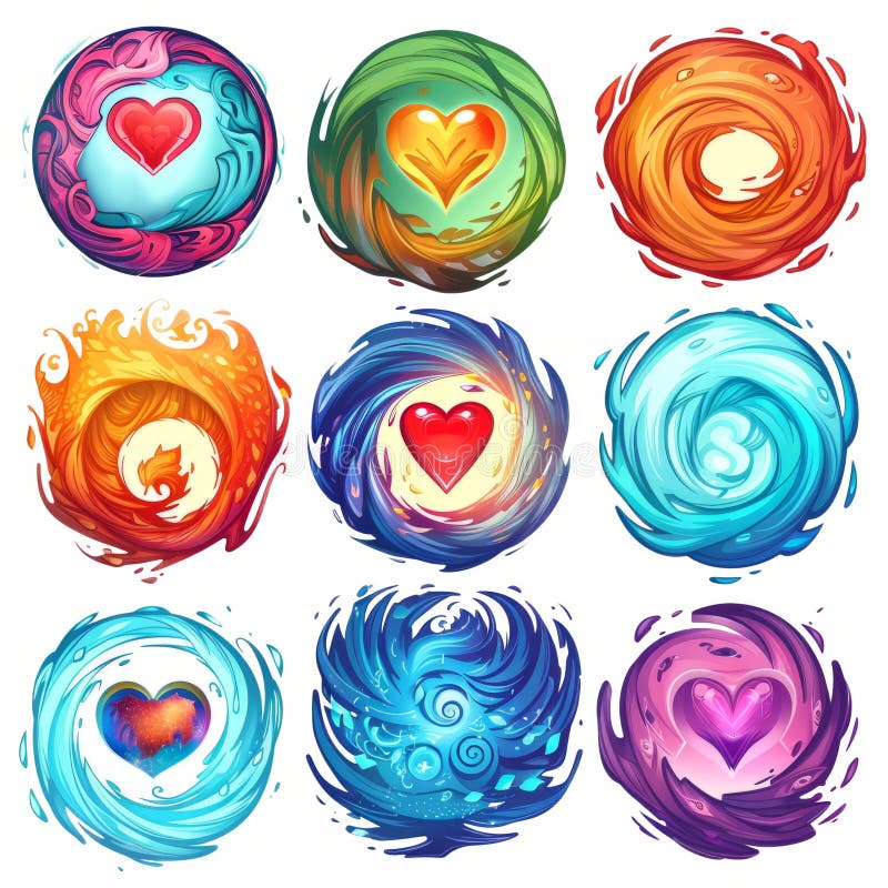 Collection of Cute Cartoon Vortex Illustrations Stock Photo - Image of ...