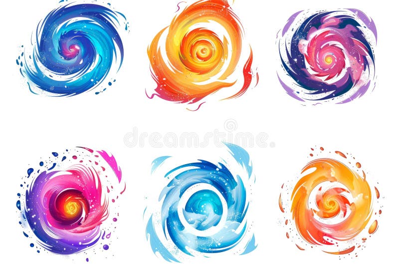 Collection of Cute Cartoon Vortex Illustrations Stock Photo - Image of ...