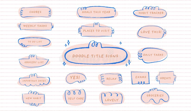 Cute Hand Drawn Doodle Looping Title Signs Stock Illustrations – 1 Cute ...