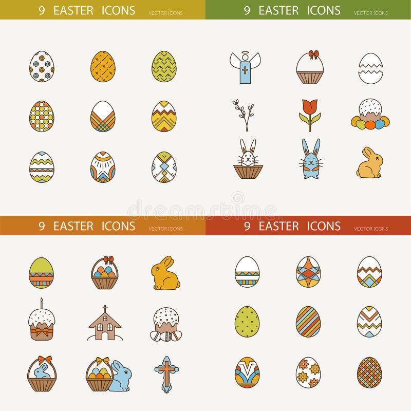 Vector Collection of Cute Easter Icons for Your Card or Invitation ...