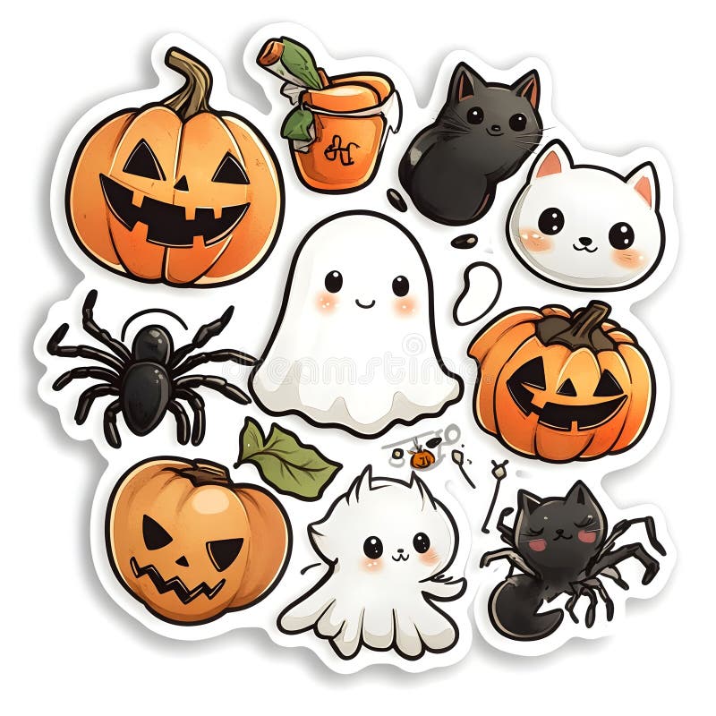 Cute Halloween Stickers stock illustration. Illustration of fantasy ...