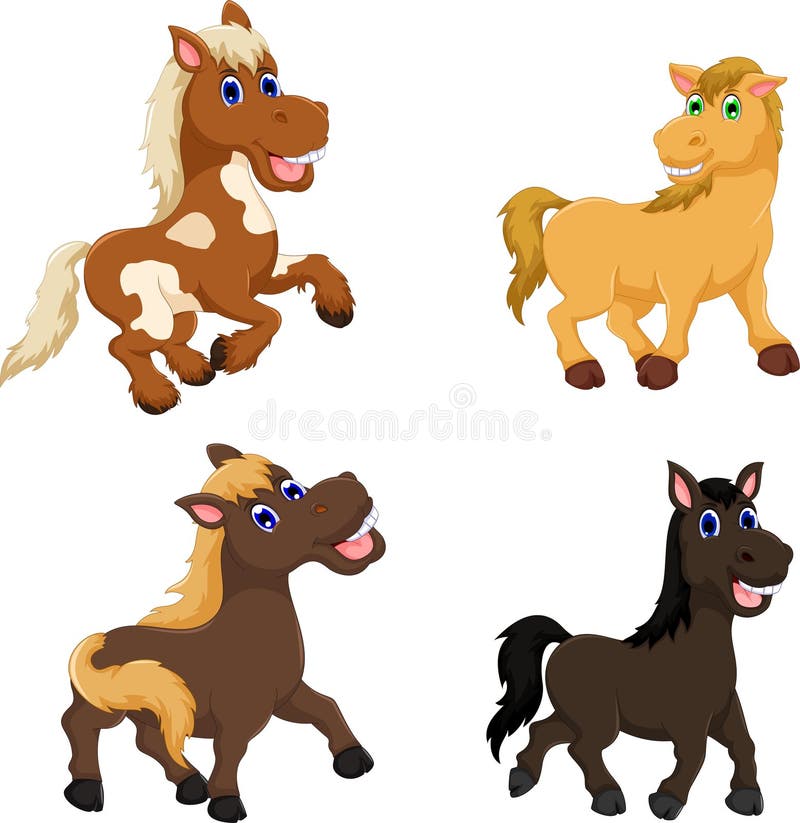 Collection of Cute Horse Cartoon Stock Illustration - Illustration of ...