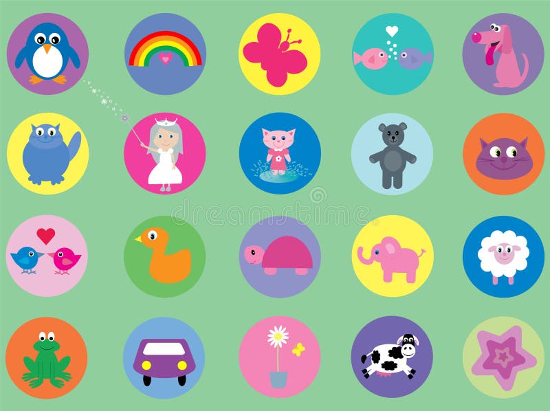 Collection of Cute Icons for Kids Stock Vector - Illustration of ...