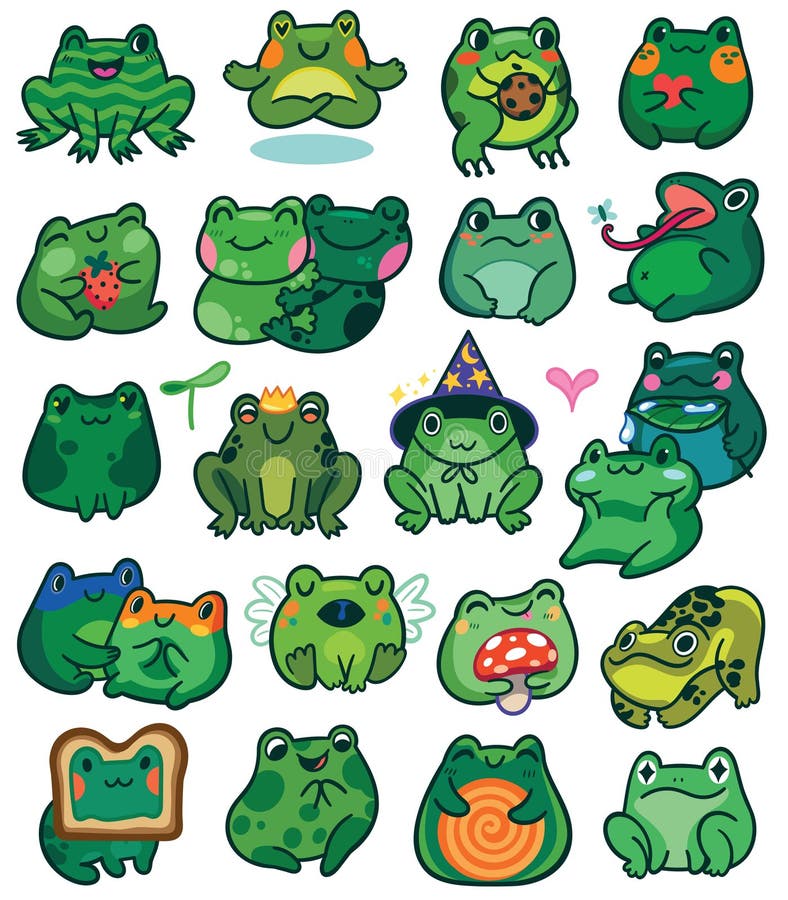 Cute Kawaii Frogs Stock Illustrations – 965 Cute Kawaii Frogs Stock ...