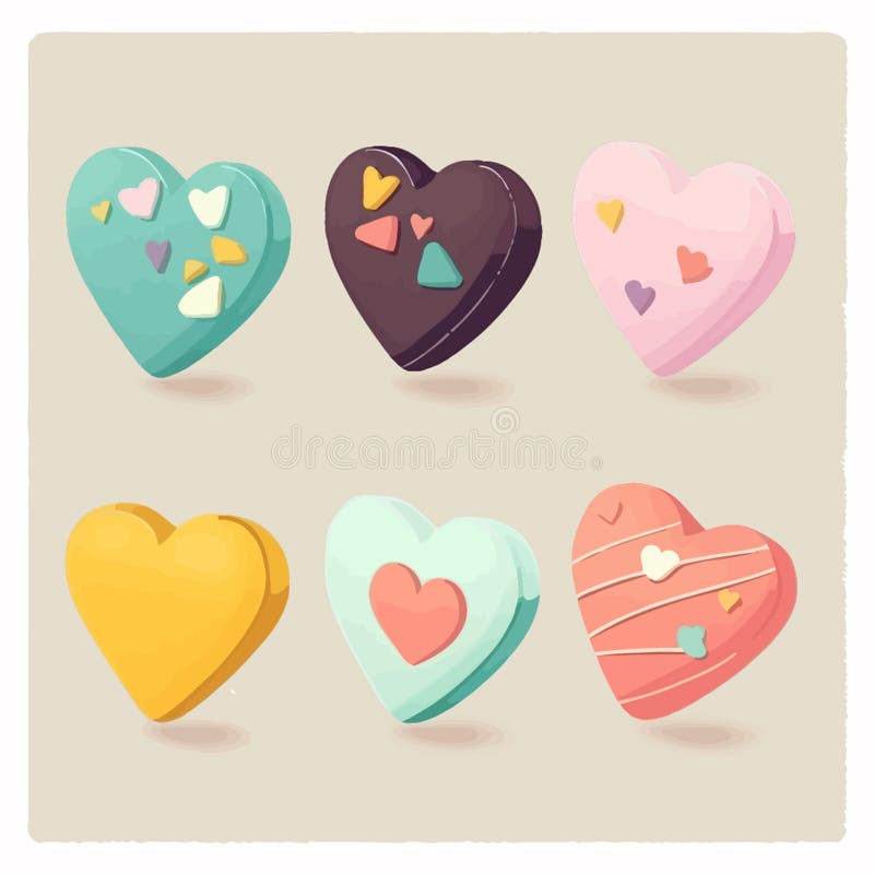Collection of Cute Love Hearts in Modren Style. Illustration Stock ...