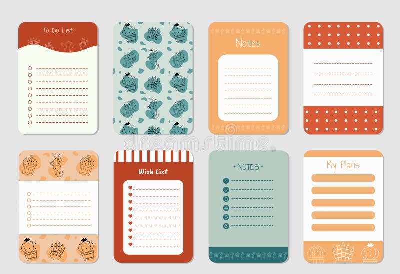 Collection of Cute Note Paper Stock Vector - Illustration of page ...