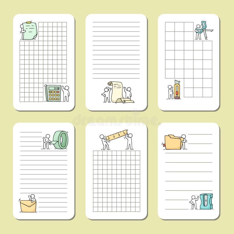 Cute Notes Collection, Vector Illustration. Kids daily Planner Banner ...