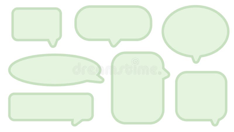 Collection of Cute Pastel Green Speech Bubble, Conversation Box, Chat ...