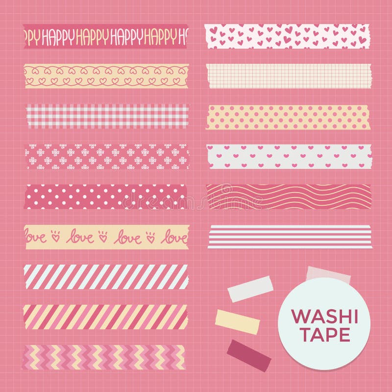Collection of Cute Patterned Washi Tape Strips Stock Vector ...