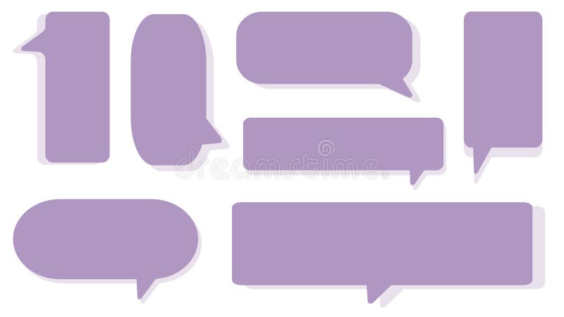 Collection of Cute Purple Speech Bubble, Conversation Box, Frame Talk ...